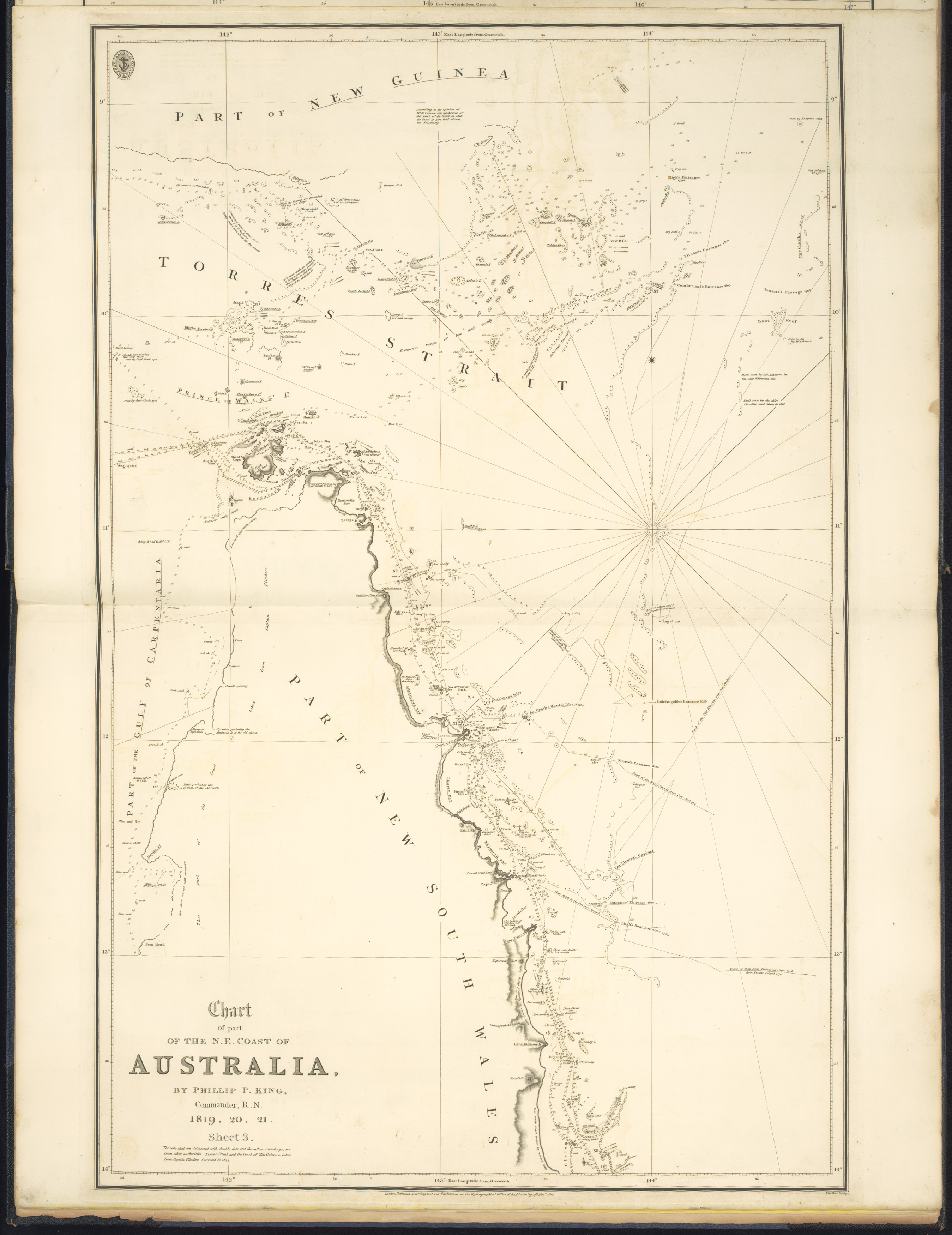 Chart of the NE Coast of Australia, 1819-21 | Queensland Historical Atlas