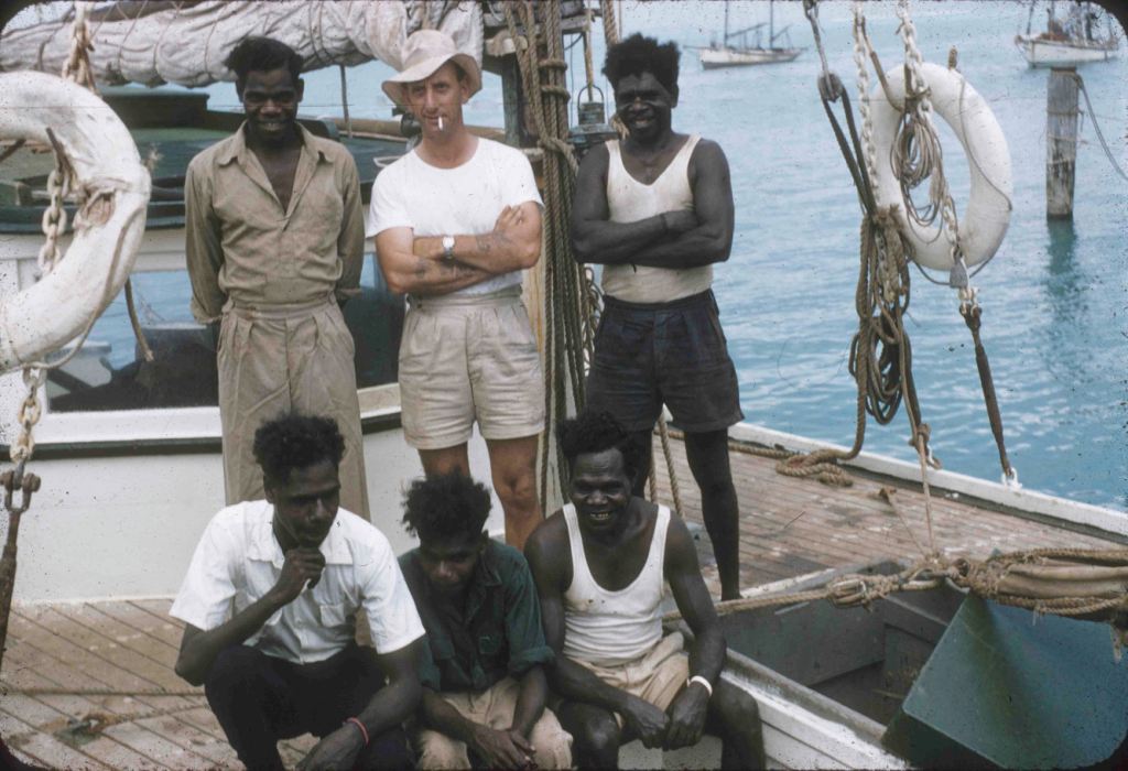 Pearling lugger with skipper and crew, Thursday Island, 1958 ...