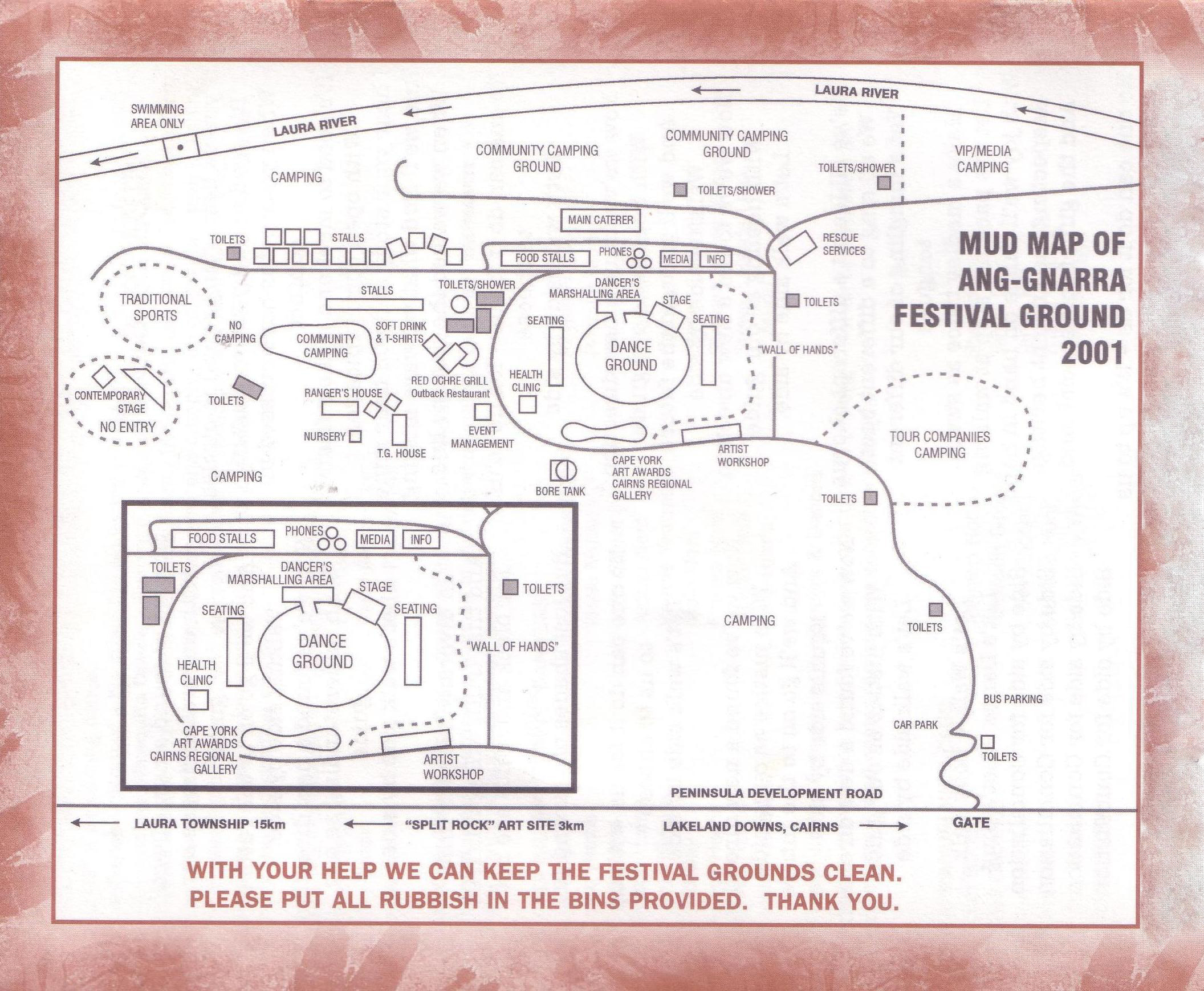 Mud Map of Ang-Gnarra Festival Ground, 2001 | Queensland Historical Atlas