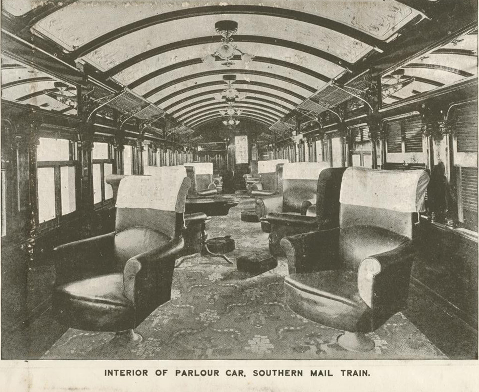 Parlour car, Southern Mail train, 1912 | Queensland Historical Atlas