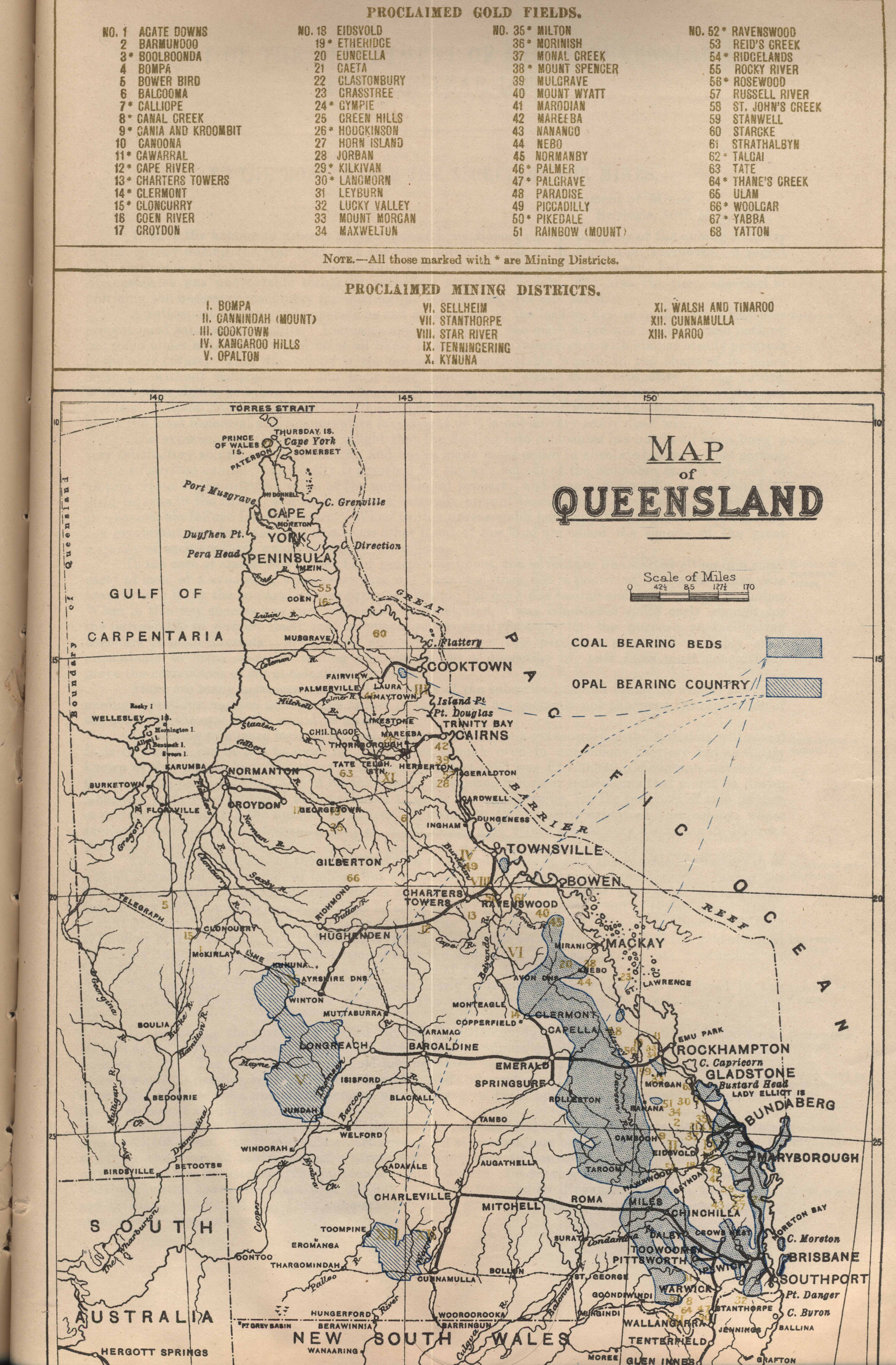 Proclaimed gold fields and mining districts, Queensland | Queensland ...