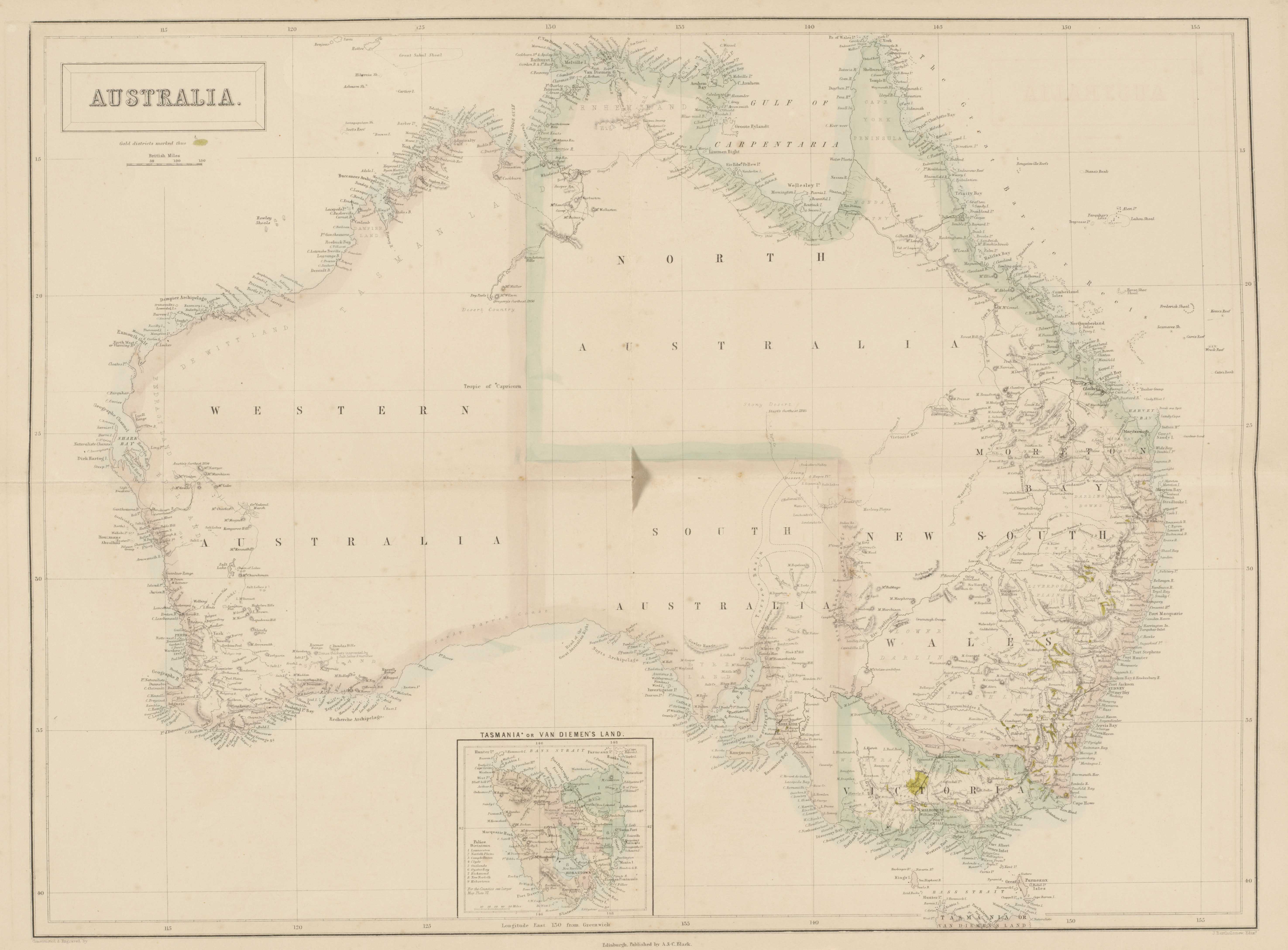 Gold regions Australia, 1850s | Queensland Historical Atlas